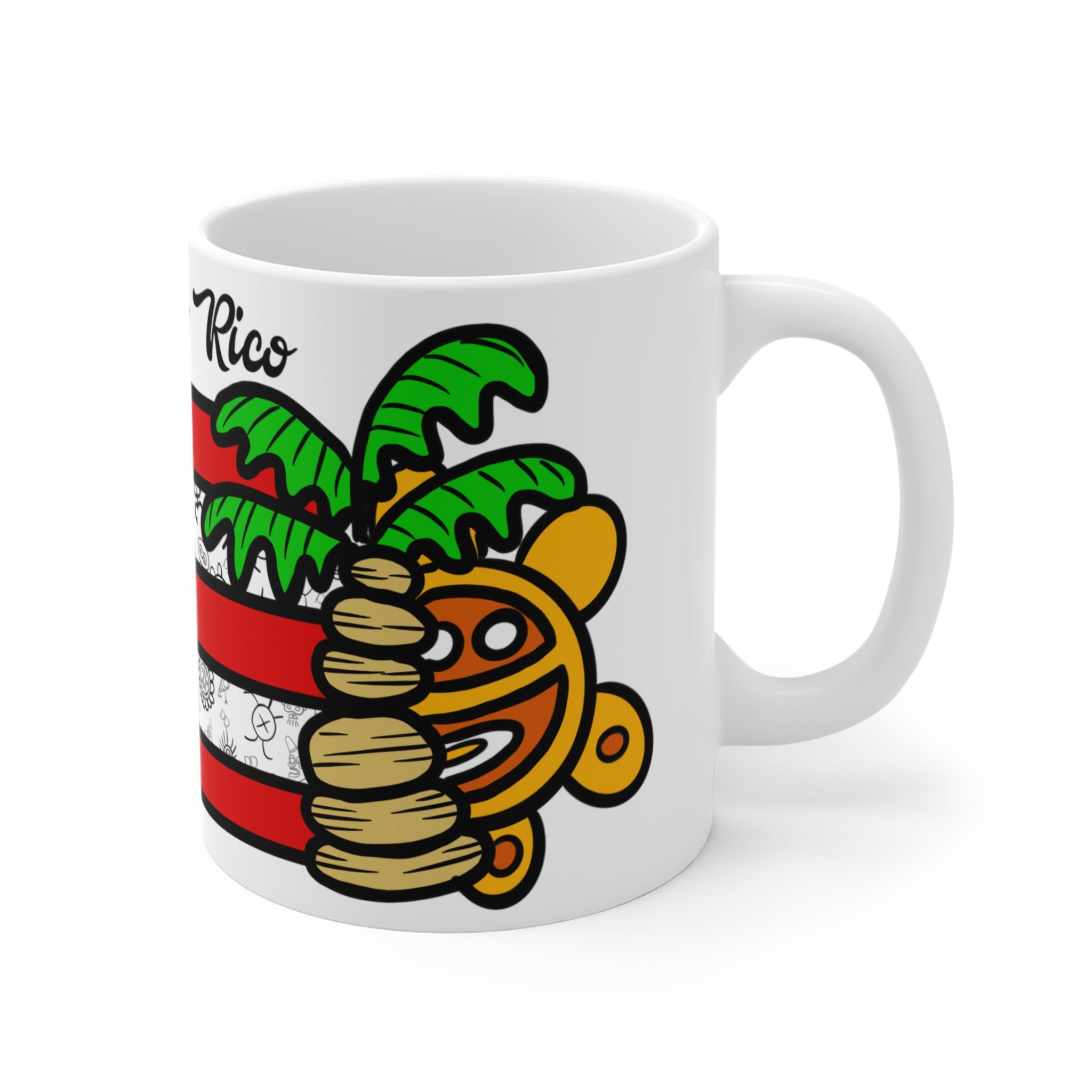 Puerto Rico, Taino Symbols, Puerto Rico Flag, Palm Tree. Mug 11oz - Etsy