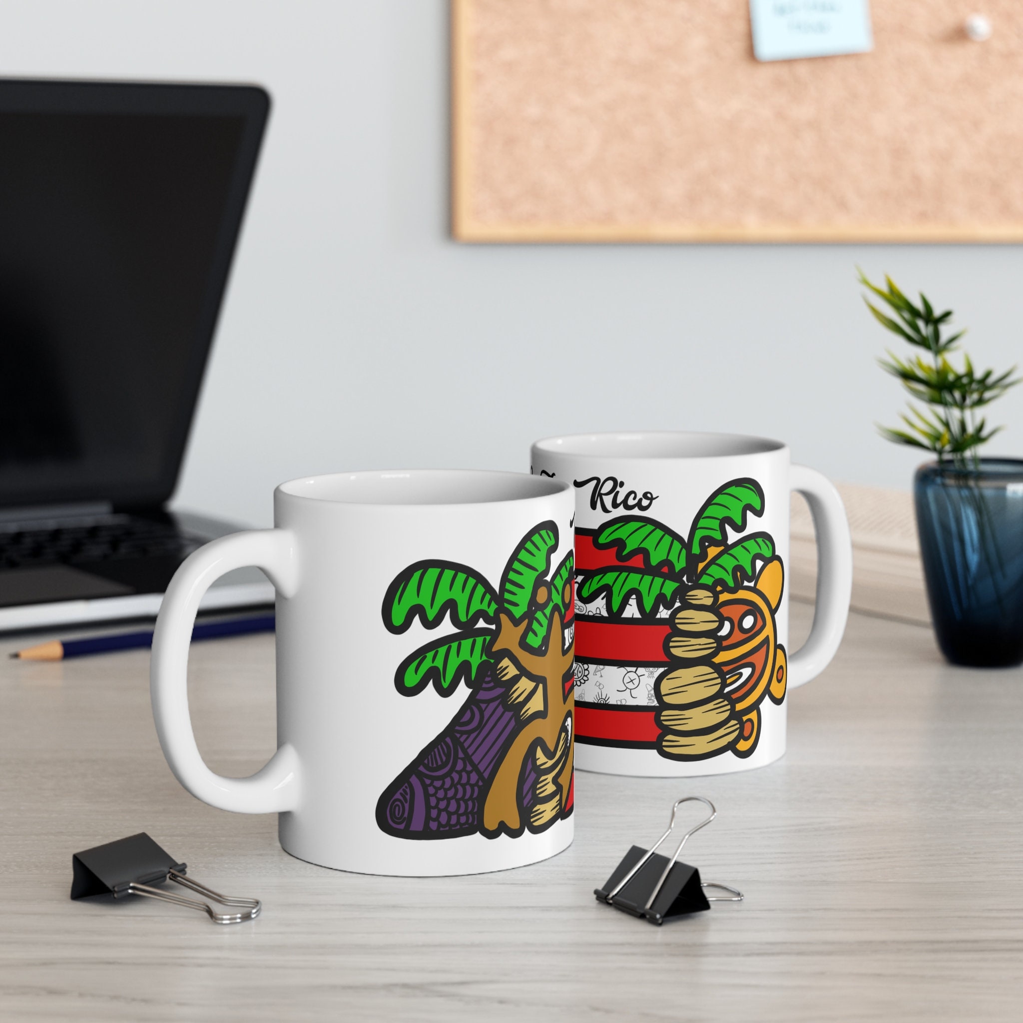 Puerto Rico, Taino Symbols, Puerto Rico Flag, Palm Tree. Mug 11oz - Etsy