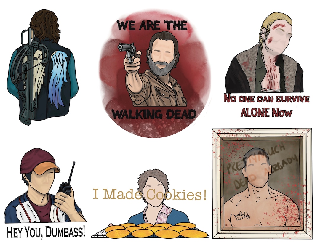 Set of 6 the Walking Dead Vinyl Stickers - Etsy