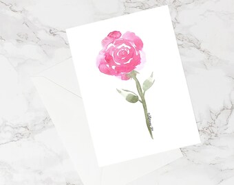 Pink Rose Card | Etsy