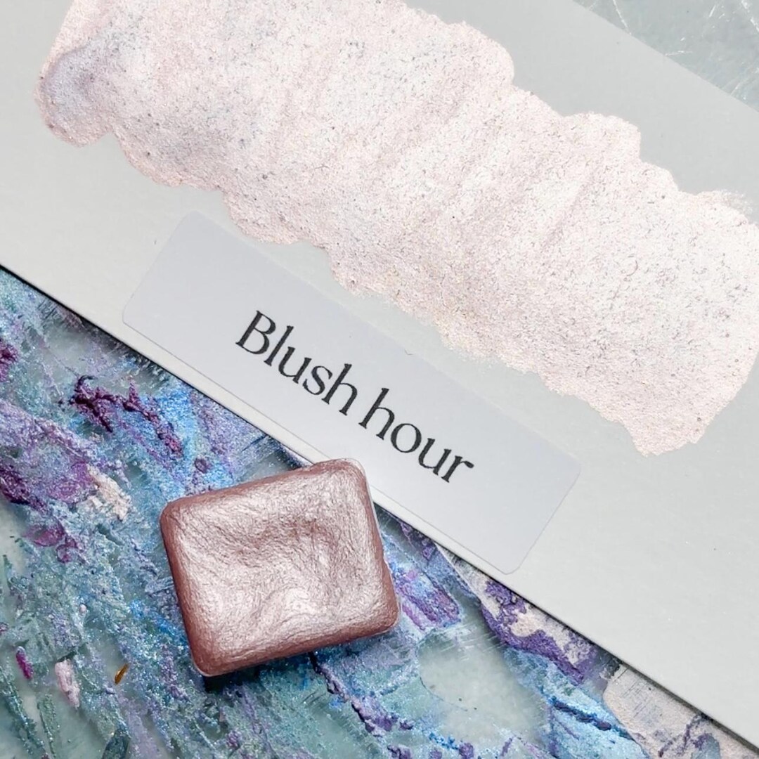 Blush Hour Watercolor | Icy Blush Shimmer Paint | Handmade Half Pan ...