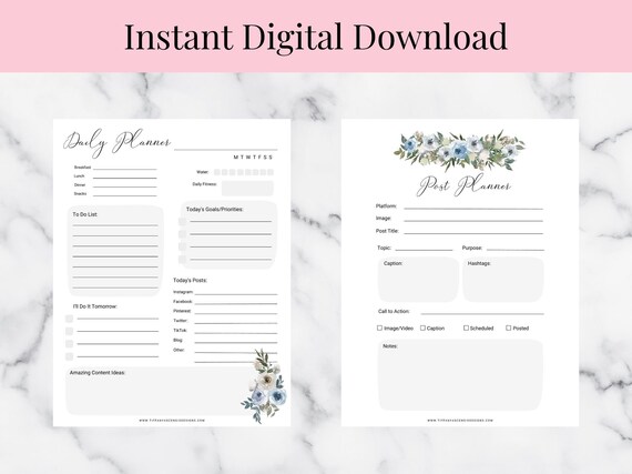 Daily Influencer Planner and Post Planner Digital Download Set | Etsy