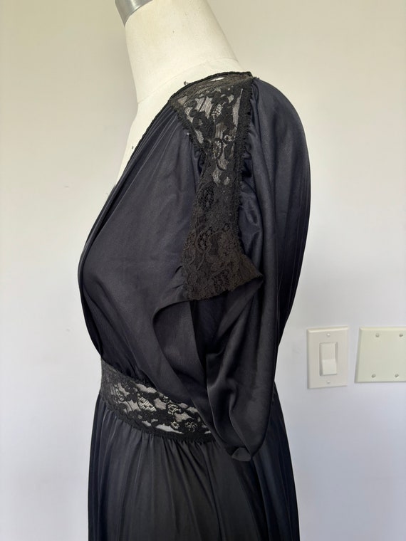Black OLGA Long Nightgown Vintage Lingerie Large - Gem