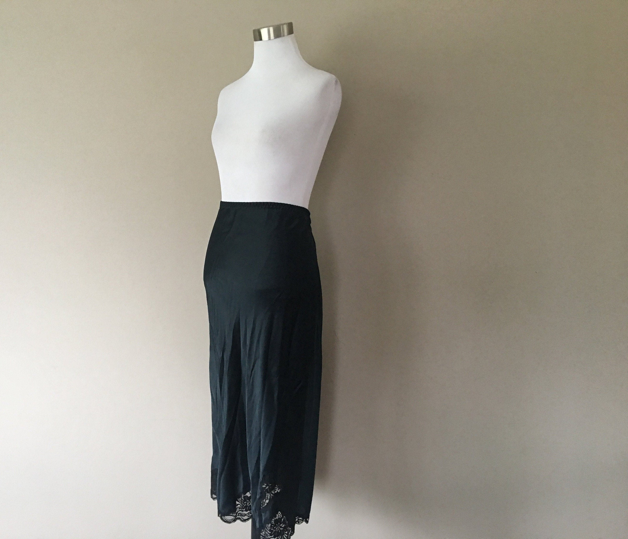 Half Slip Medium TT Vanity Fair Black Nylon Lacy Hem Vintage | Etsy