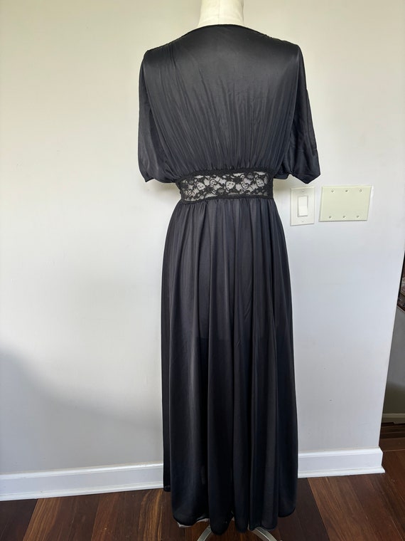 Black OLGA Long Nightgown Vintage Lingerie Large - Gem