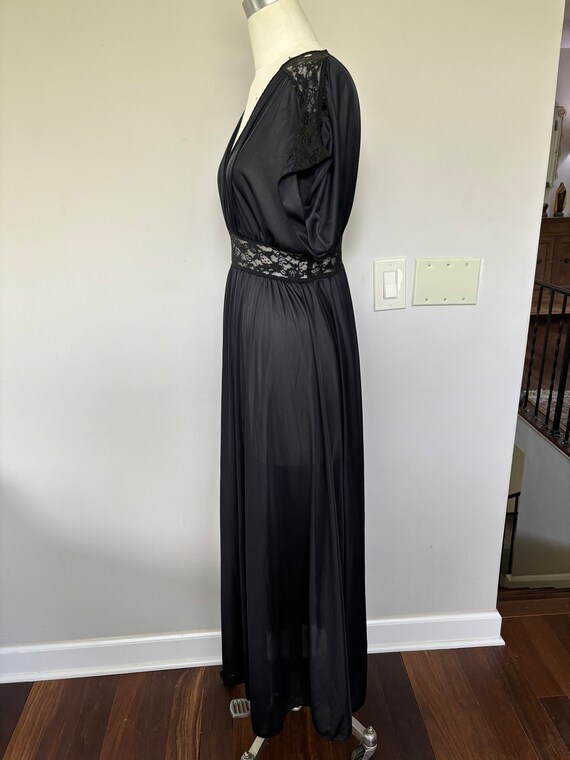 Black OLGA Long Nightgown Vintage Lingerie Large - Gem