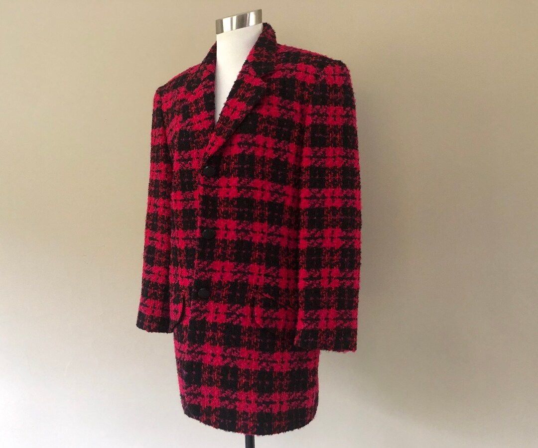 Jacket Size 8 Valerie Stevens Hot Pink Black Houndstooth Wool - Etsy