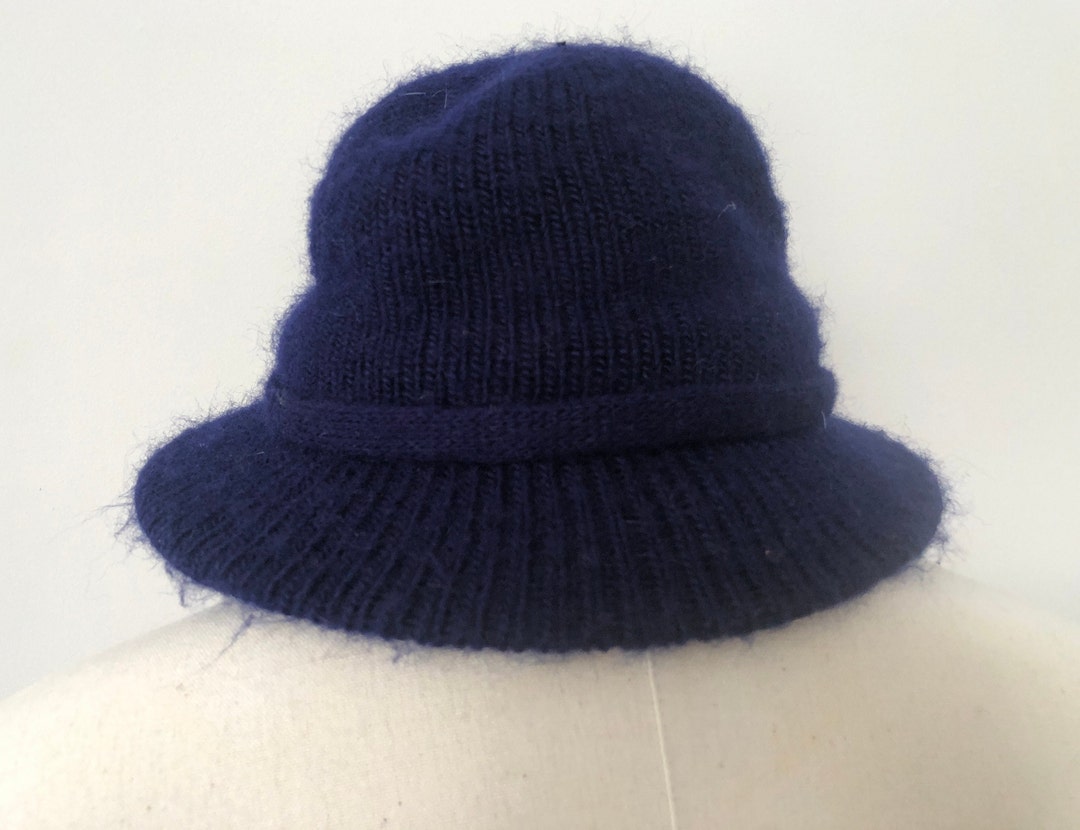 Hat ARIS Navy Blue Bucket Hat Made in USA Acrylic Poly Blend Vintage ...