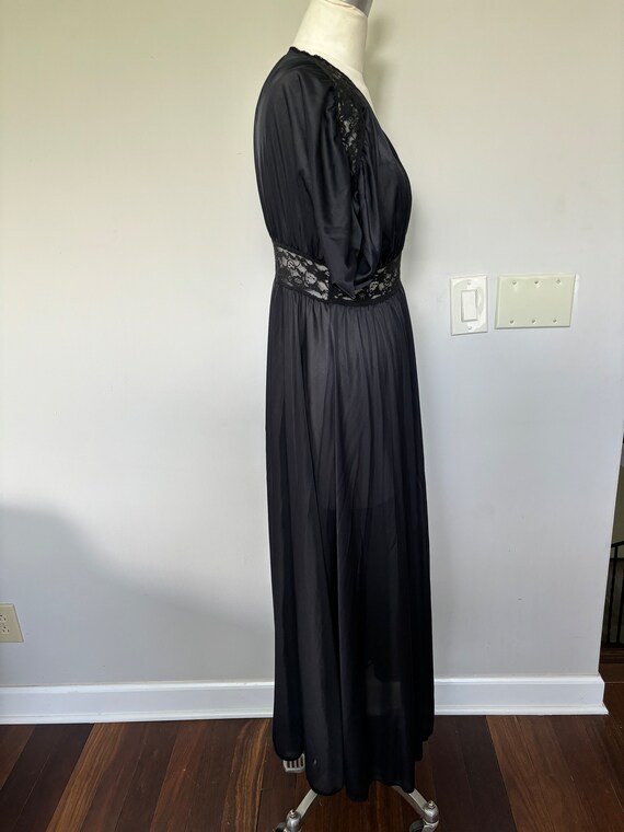 Black OLGA Long Nightgown Vintage Lingerie Large - Gem