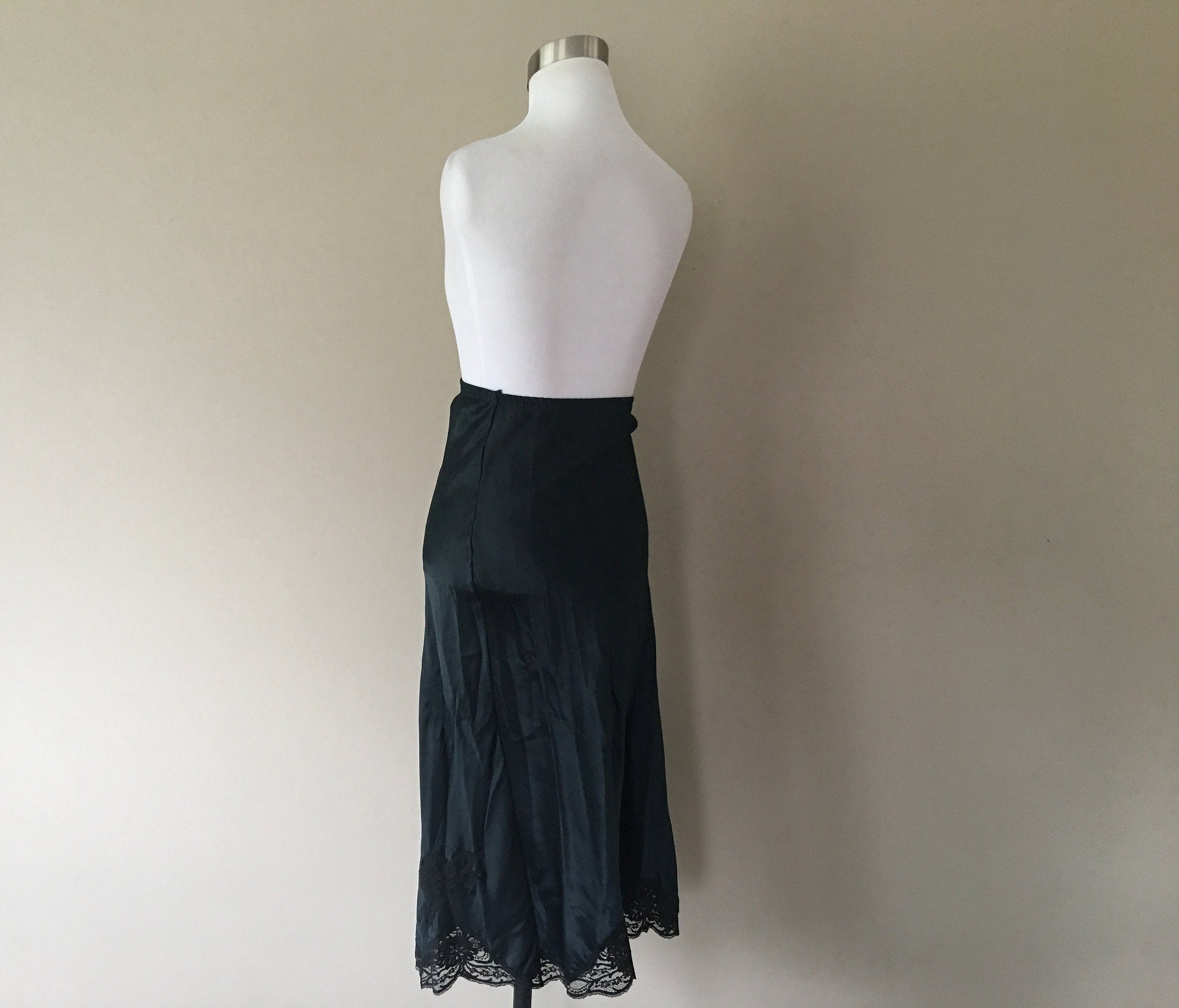 Half Slip Medium TT Vanity Fair Black Nylon Lacy Hem Vintage | Etsy