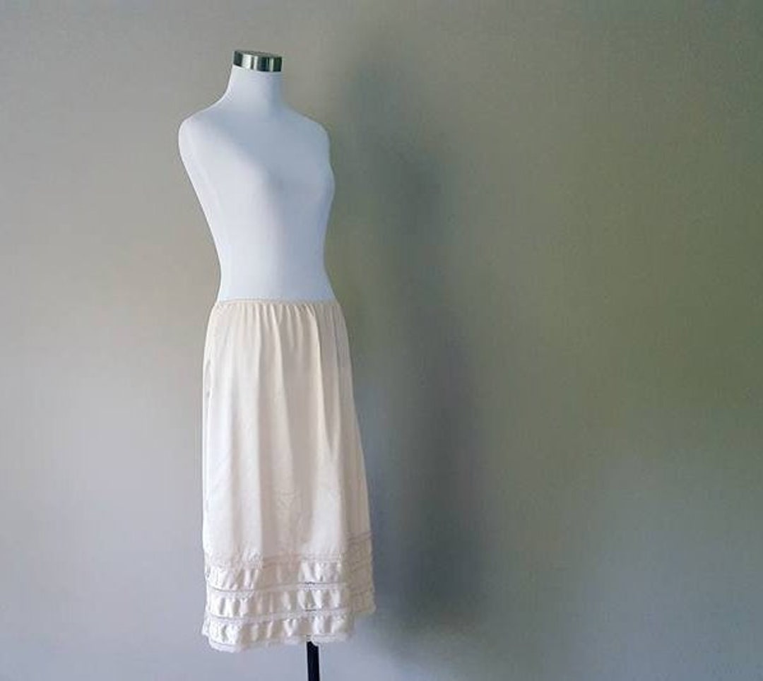 Large 28 Inch Long Beige Nude Half Slip With Extender Hem - Etsy