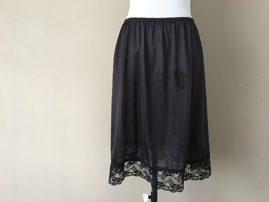 Half Slip Size 42 Black Nylon Lacy Hem Vintage Lingerie .. - Etsy