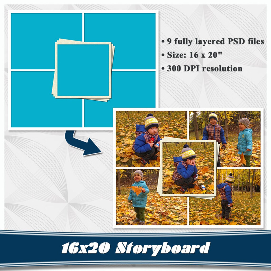 Storyboard Set of 9 Collage Template PSD 16x20 Photo Collage | Etsy