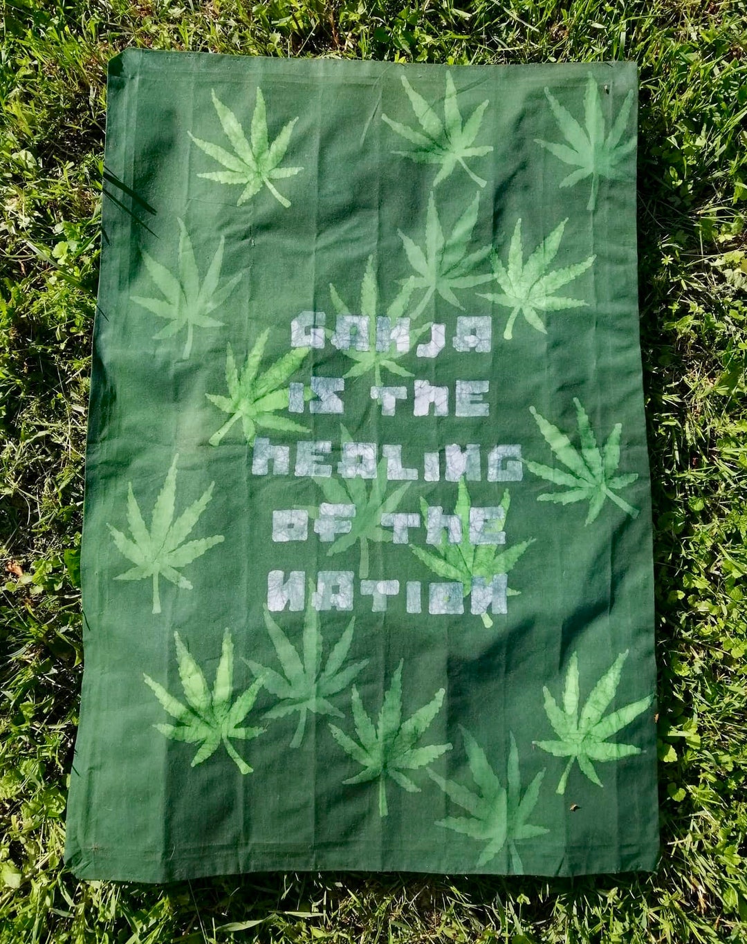 BATIK Pro Cannabis Wax Batik Mural Batik Tapestry ganja is the Healing of the Nation - Etsy