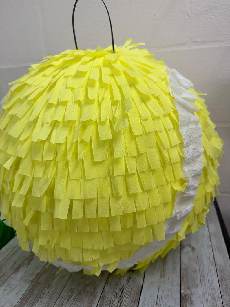 Yellow Tennis Ball Piñata for Dogs 14in, Puppy Party Decoration, Pet ...