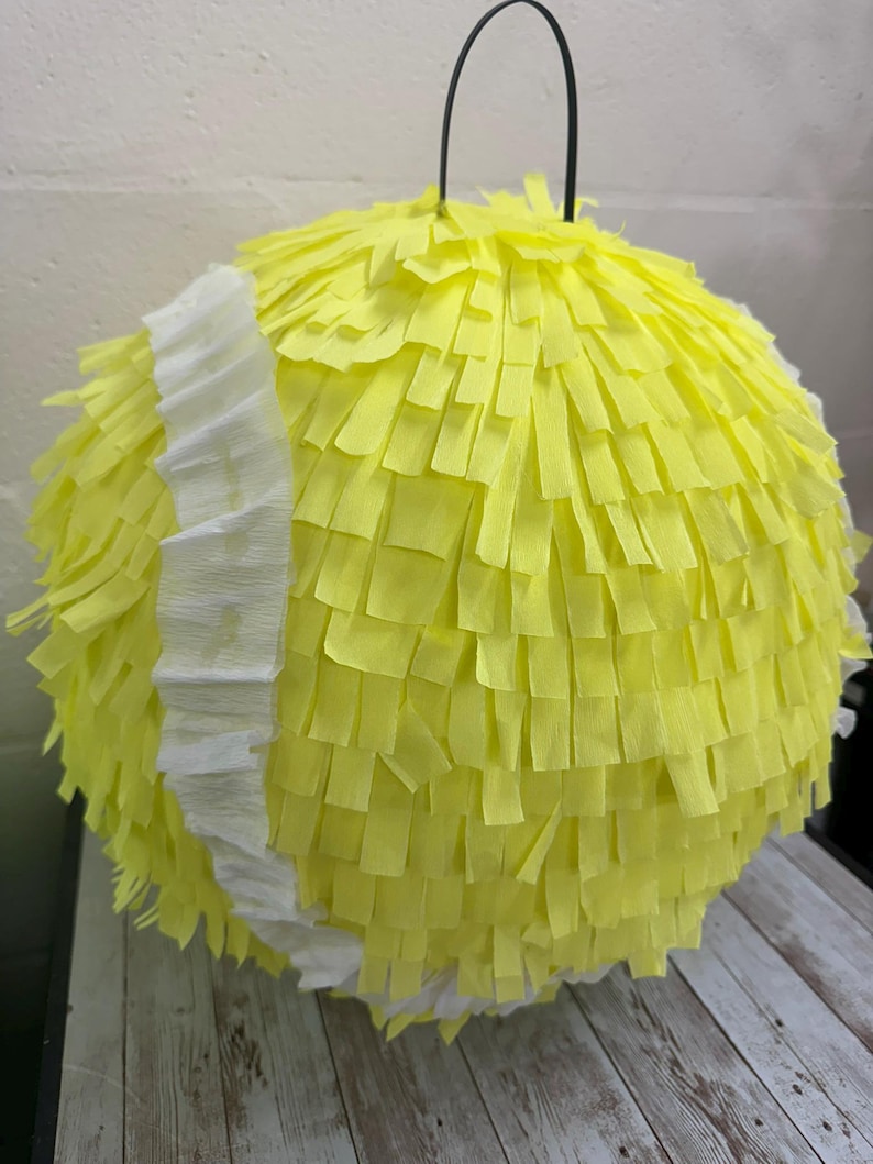 Yellow Tennis Ball Piñata for Dogs 14in, Puppy Party Decoration, Pet ...