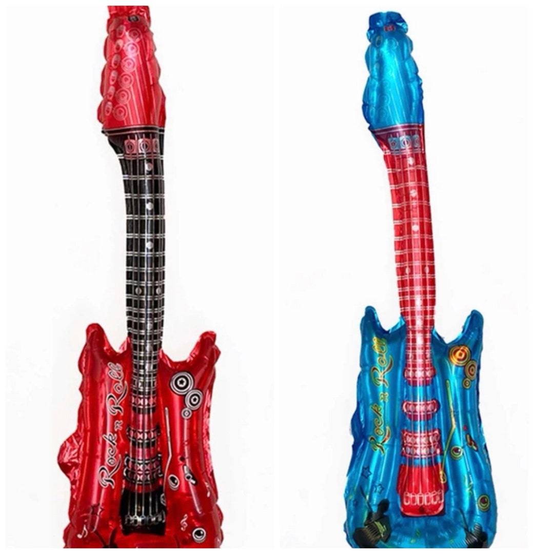 2PCS Electric Guitar Red & Blue Shaped Foil Ballons. Party Supplies and ...