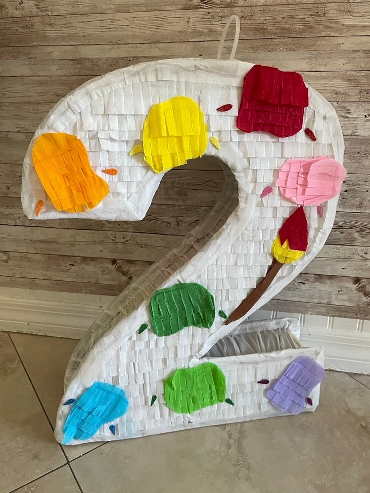 Number Art Palette Pinata. Art Birthday Party. Party Supply. (stick Not ...