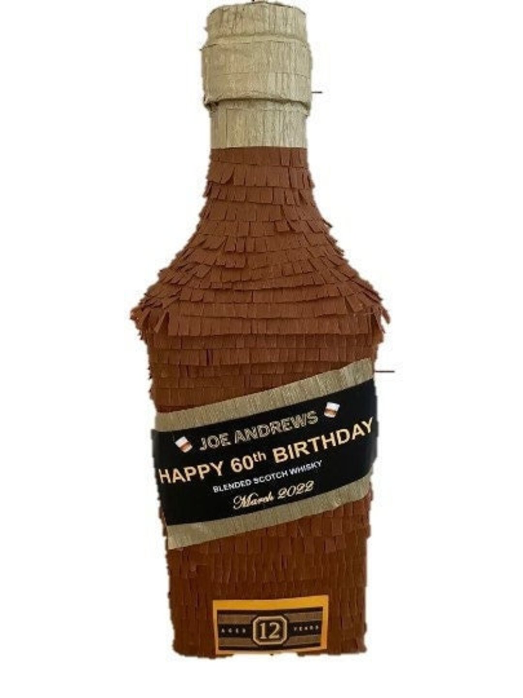Whiskey Bottle Pinata 3D. 28in Tall. Party Decoration Supplies. stick ...