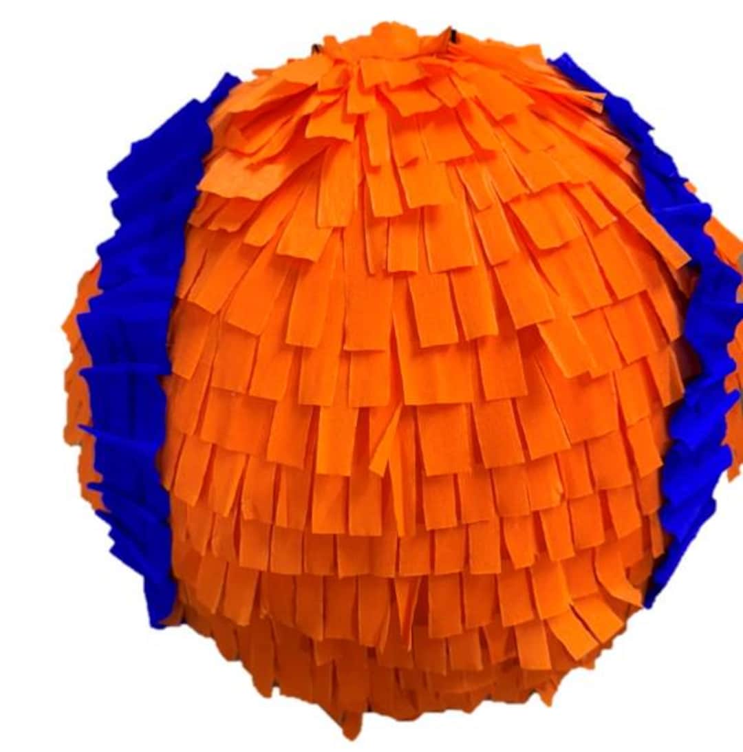 Orange and Blue Tennis Ball Piñata 3D Round 14in Diameter. (rope and ...