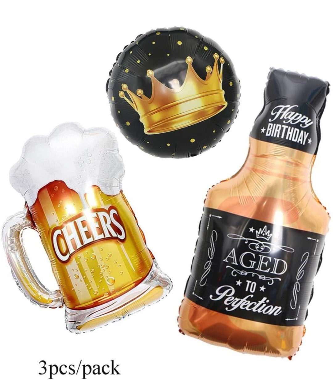 3PCS Beer Mug, Whiskey and Crown Ballons With Shape Aluminum Film ...