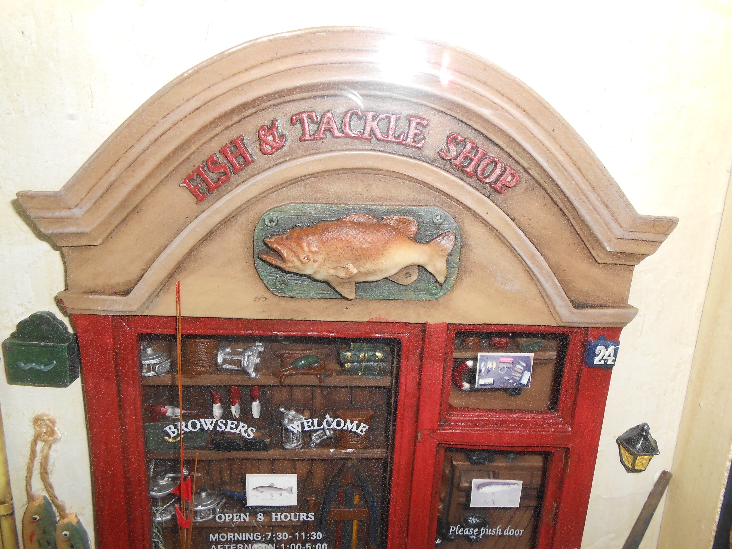 Diorama Shadow Box Fishing Tackle Shop Store Front Anchor Boat Oars ...