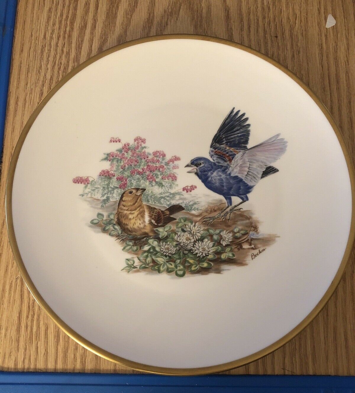 Boehm Plate Woodland Birds of America Blue Grosbeak Bleeding Heart ...