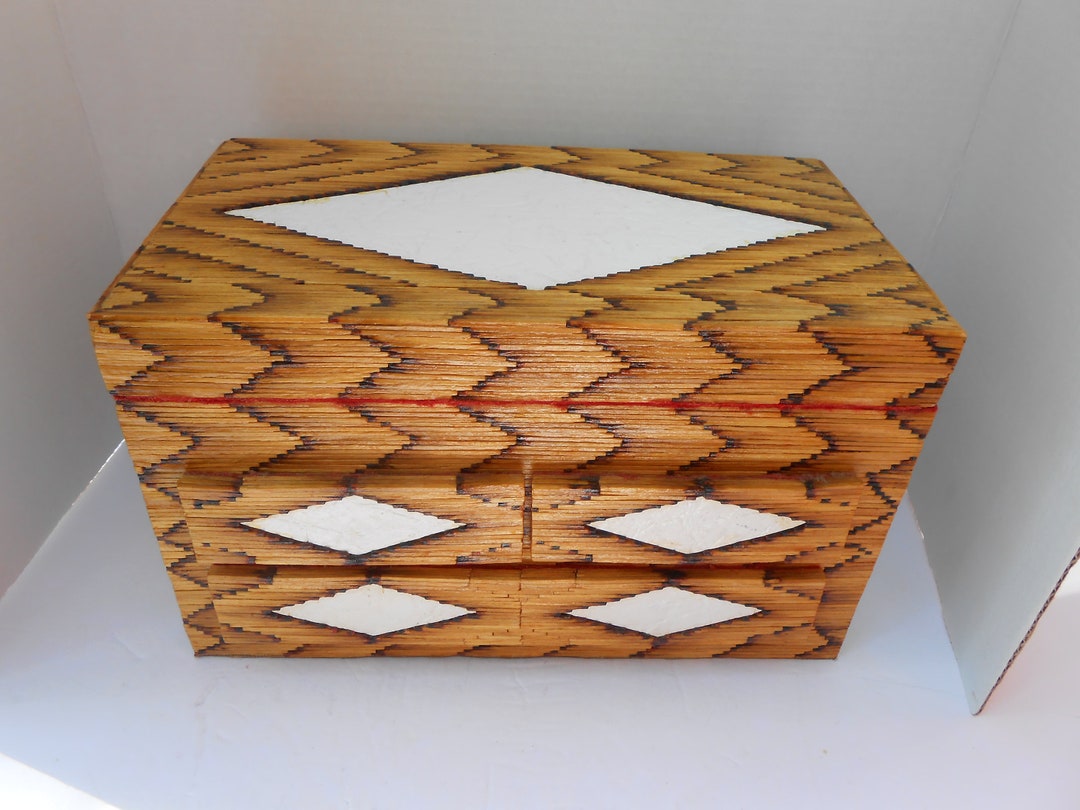 Vintage Prison Art Trinket Box, Handmade Matchstick Jewelry Chest - Etsy