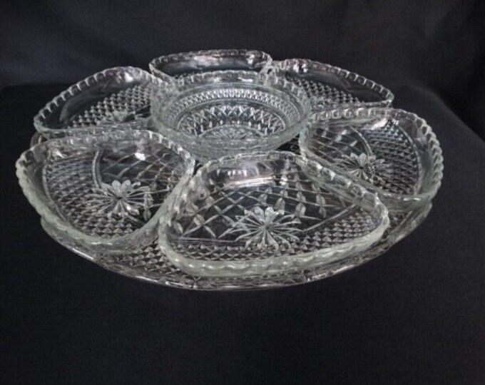 Anchor Hocking Wexford Clear 9 Piece Lazy Susan W/stand/wexford Round ...