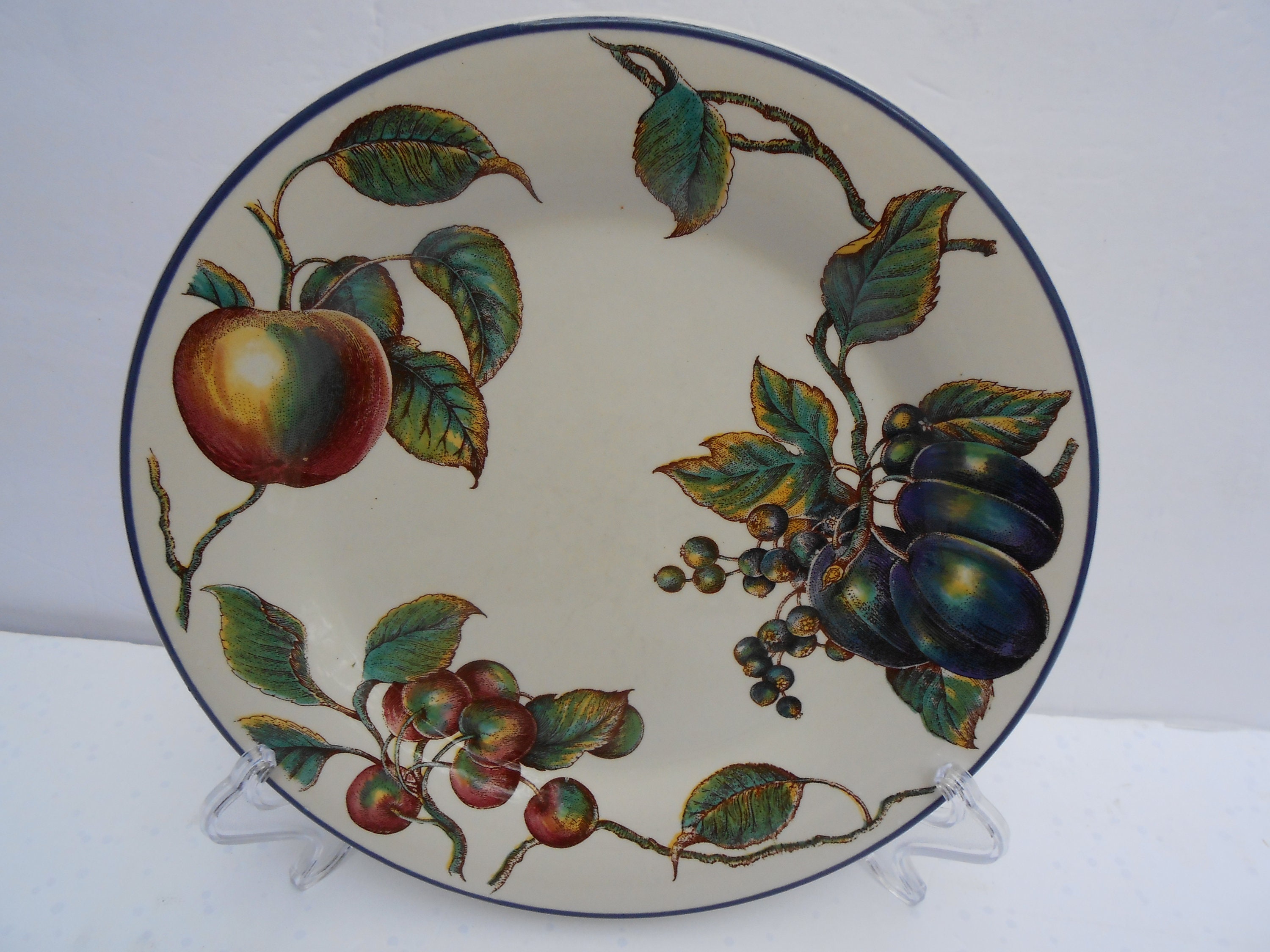 17 Pc Pier 1 Macintosh Dinnerware Apple Blackberry Pears Fruit Dinner ...