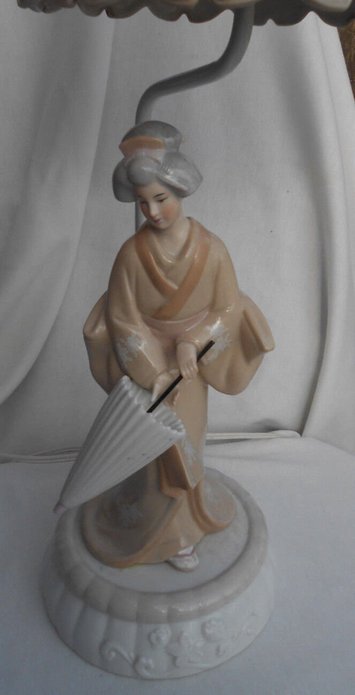 Vintage Ardalt Japanese Geisha Girl Porcelain Lamp, Reticulated Shade ...