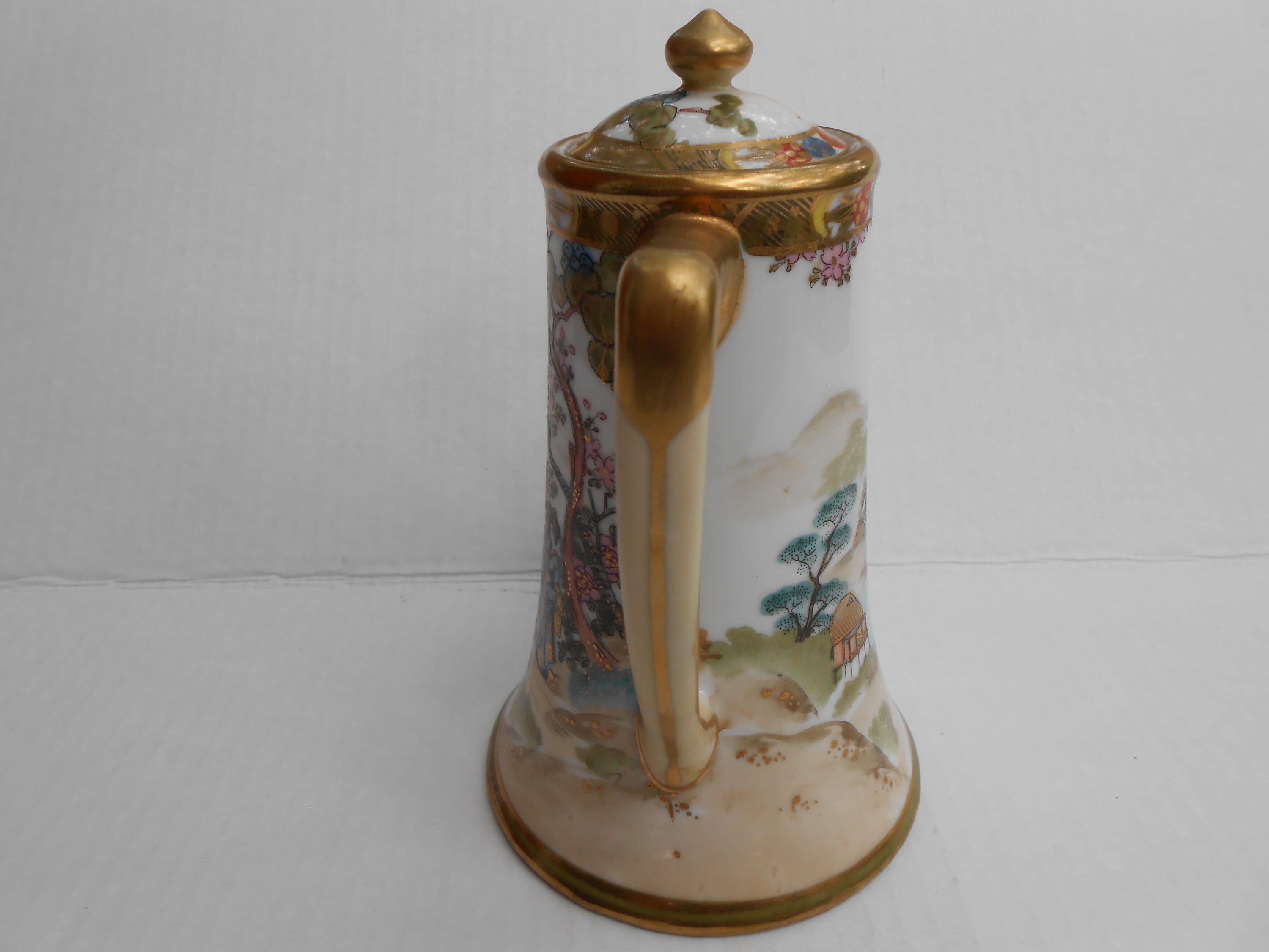 Nippon Noritake Coffee Pot Server Mini Demitasse Hand Painted Gold ...