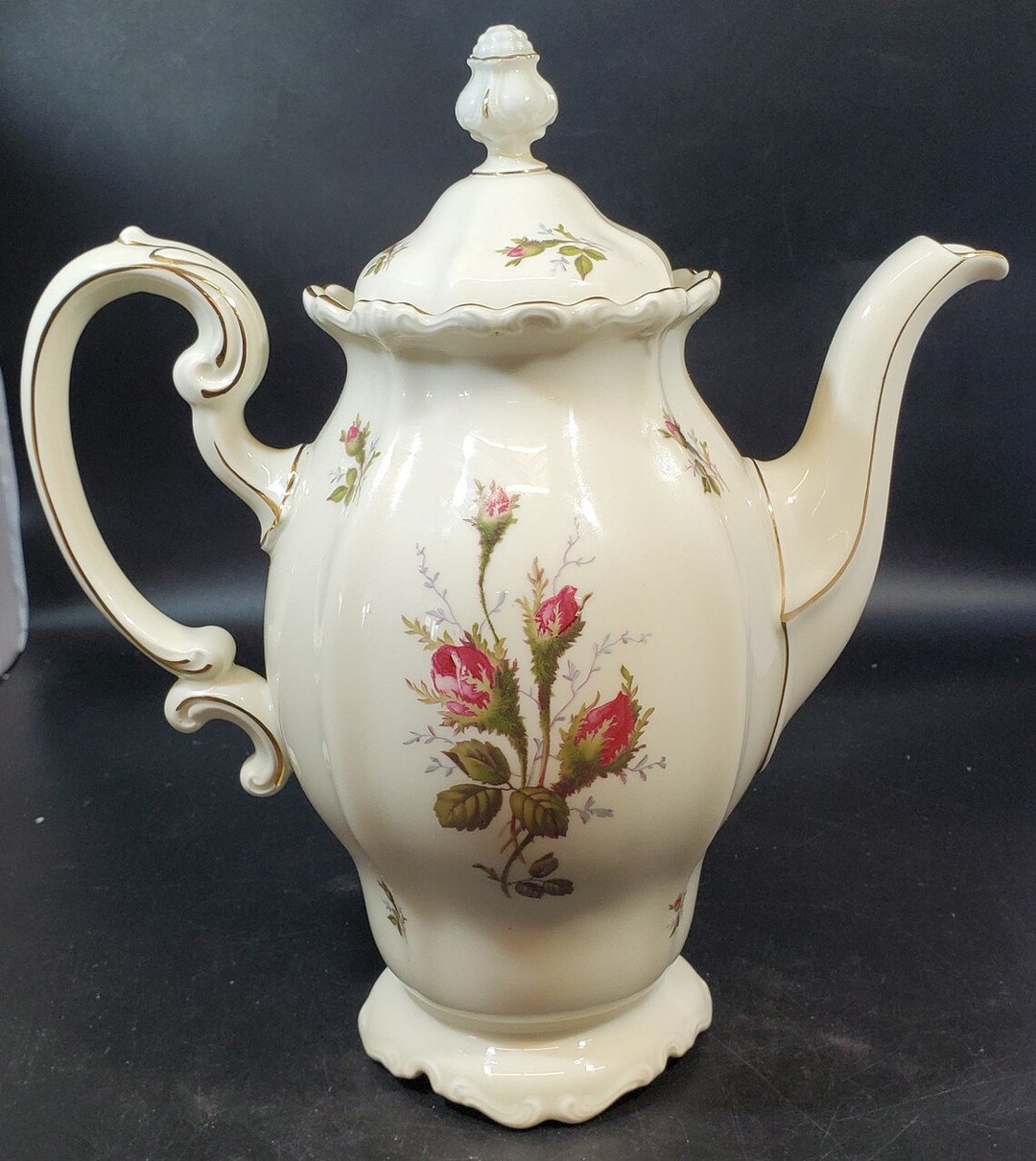 Rosenthal Pompadour Selb Germany Moss Rose Coffee Server Pot Pink Roses ...