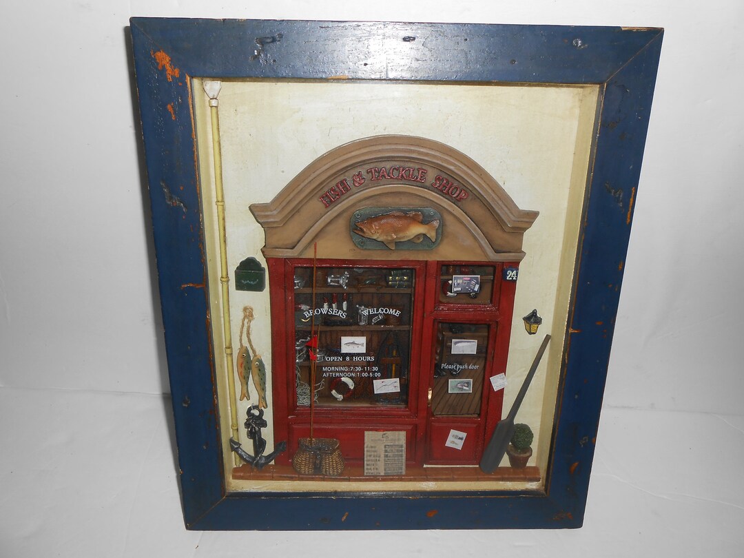 Diorama Shadow Box Fishing Tackle Shop Store Front Anchor Boat Oars ...