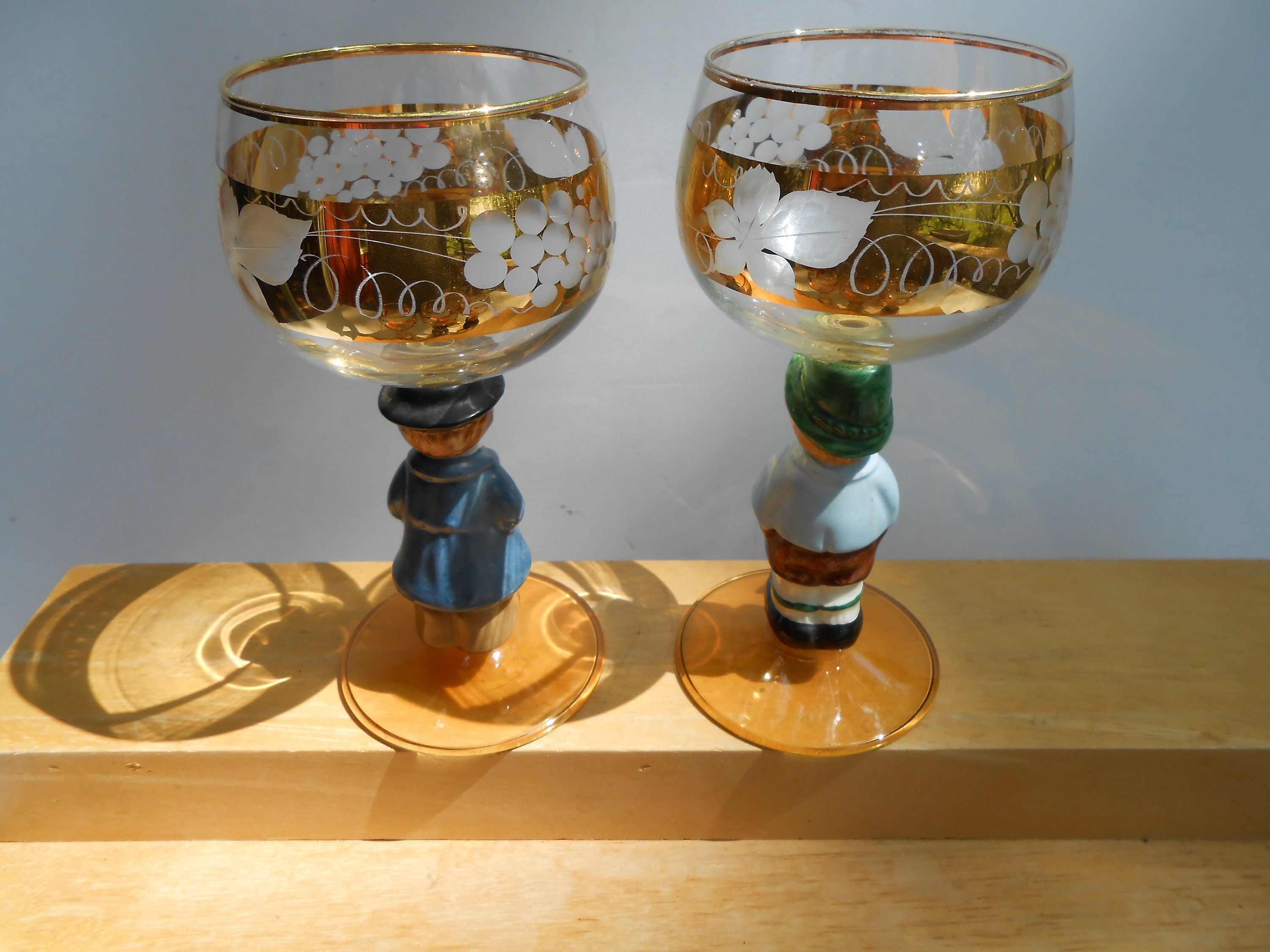 6 Goebel West Germany Wine Glass 14k Gold Trim Set Hummel German ...