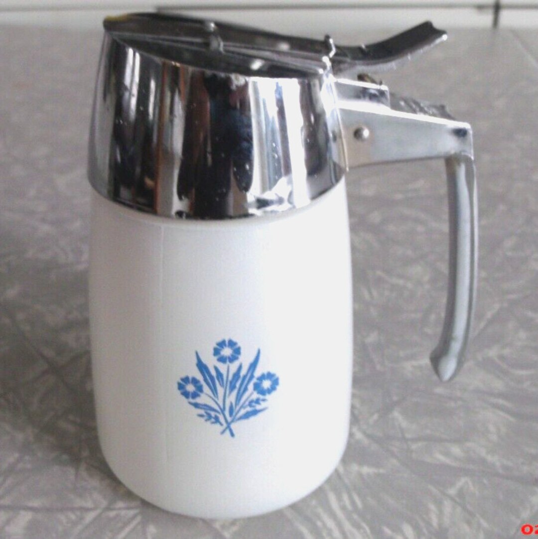 Corelle Corning Cornflower Blue Syrup Dispenser Milk Pitcher Creamer ...