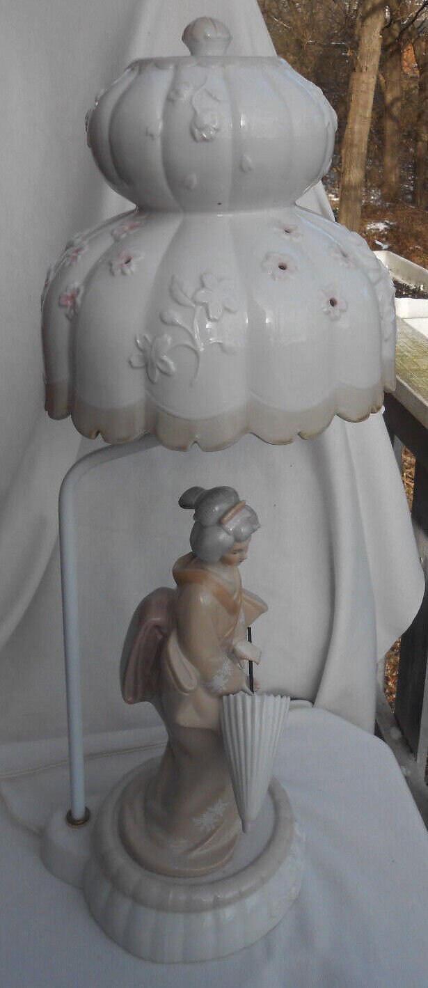 Vintage Ardalt Japanese Geisha Girl Porcelain Lamp, Reticulated Shade ...