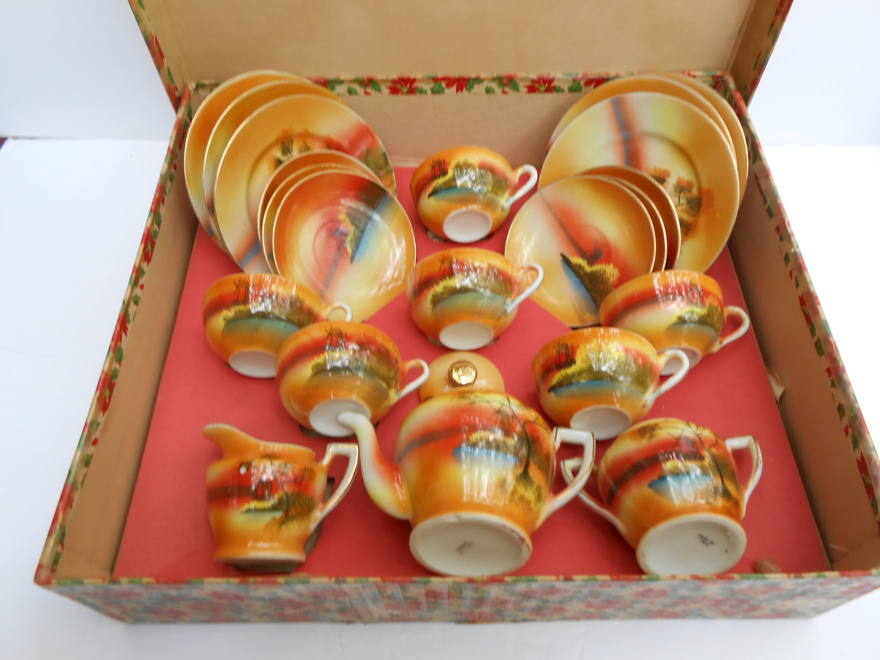 23 Pc Antique Childs Tea Set Toy Tree in the Meadow Windmill - Etsy