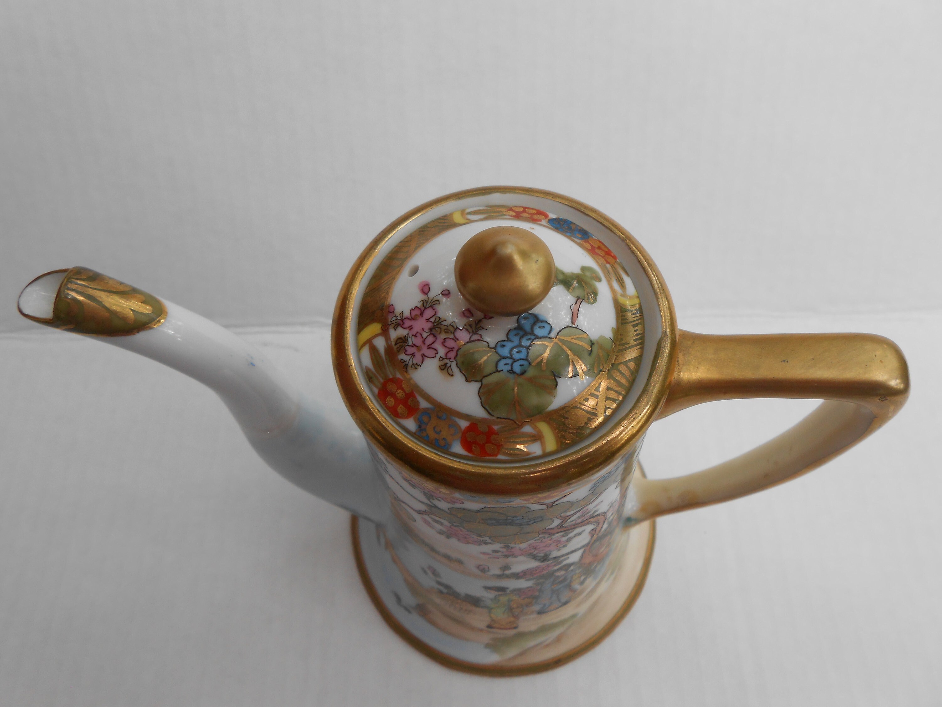 Nippon Noritake Coffee Pot Server Mini Demitasse Hand Painted Gold ...