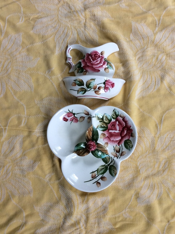 Lefton Wall Pocket 951 and Three Part Relish Dish 937 | Etsy