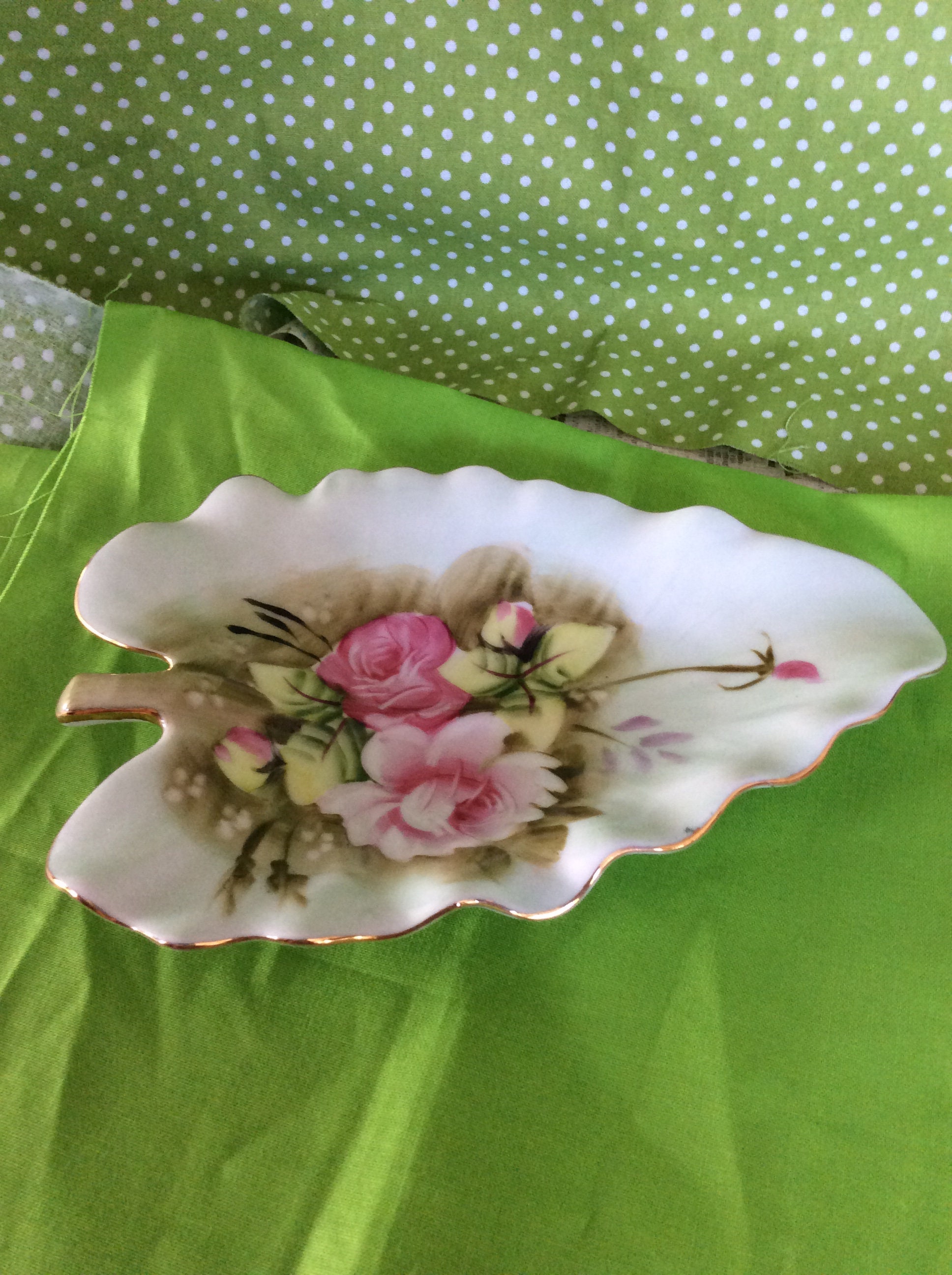 Lefton China Leaf Dish Hand Painted - Etsy