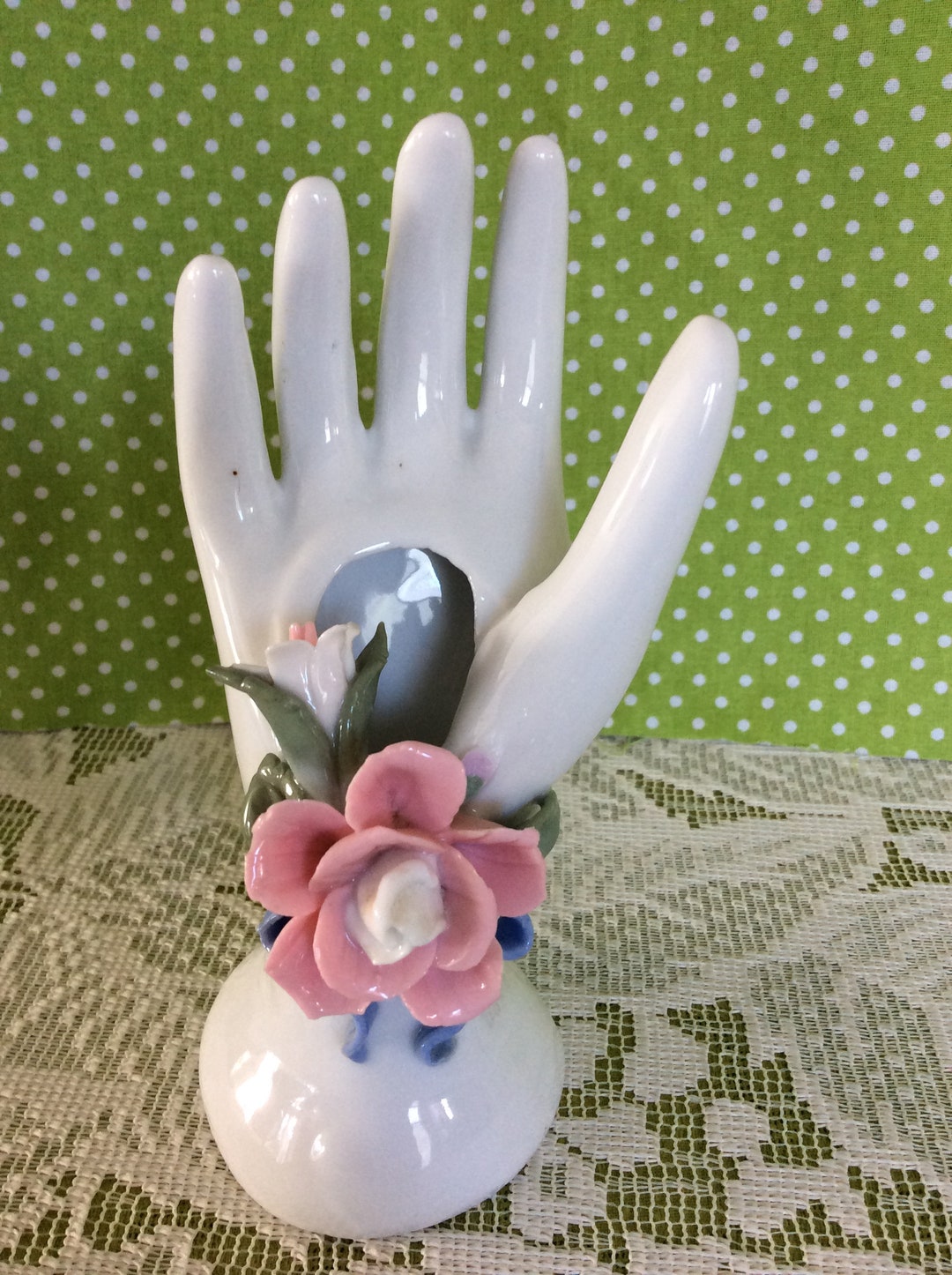 Vintage Hand Vase With Flowers - Etsy