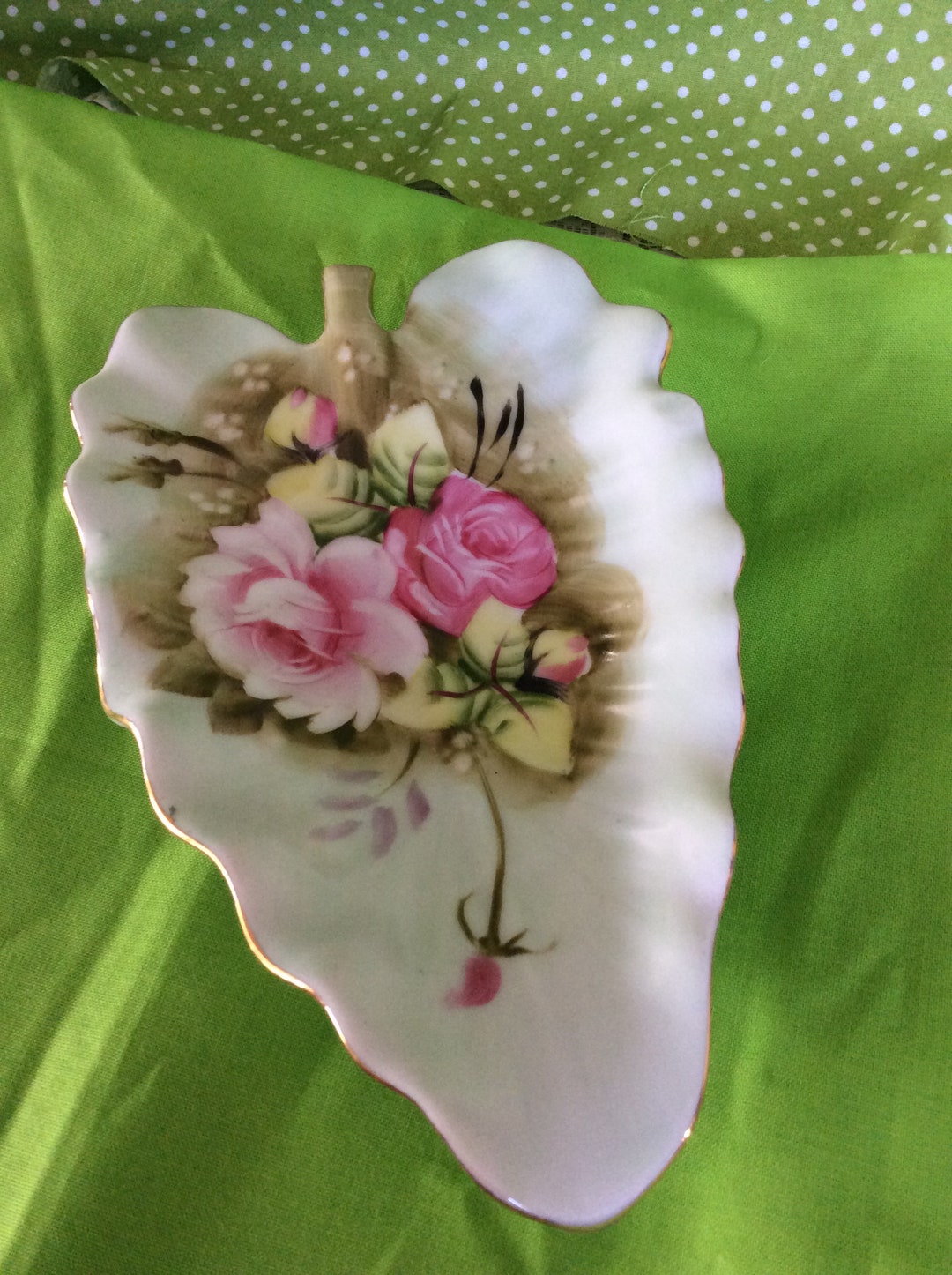 Lefton China Leaf Dish Hand Painted - Etsy