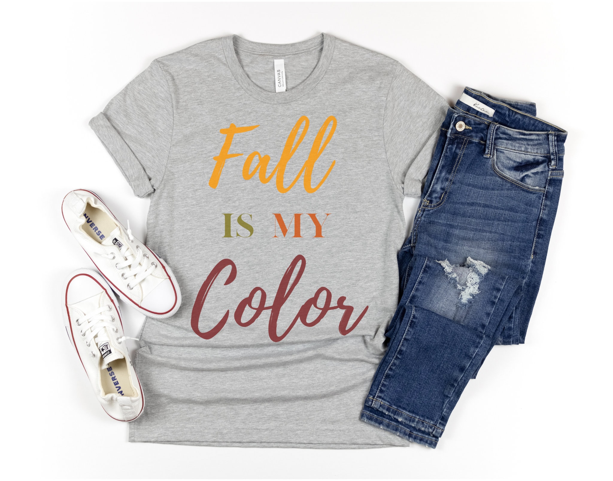 Fall is My Color Text Tshirt, Fall Colored Tee Shirt, Autumn Text Tee ...