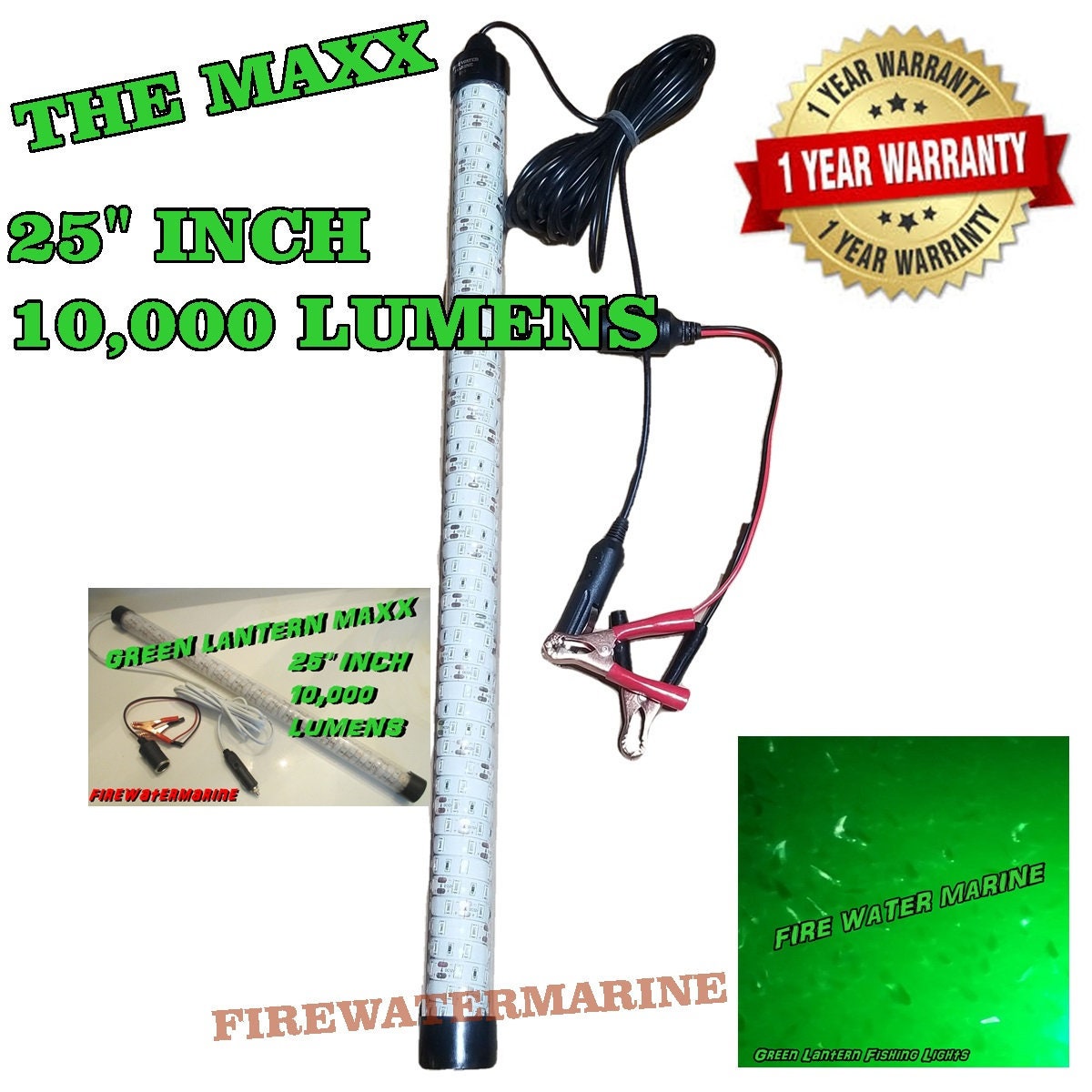 12V 25" Inch MAXX LED GREEN Underwater Submersible Night Fishing Light ...