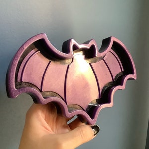 Gothic Resin Bat Jewelry Tray Purple and Black Bat Trinket Tray Ring ...