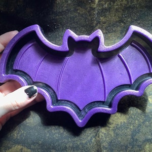 Gothic Resin Bat Jewelry Tray Purple and Black Bat Trinket Tray Ring ...