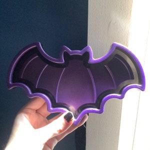 Gothic Resin Bat Jewelry Tray Purple and Black Bat Trinket Tray Ring ...