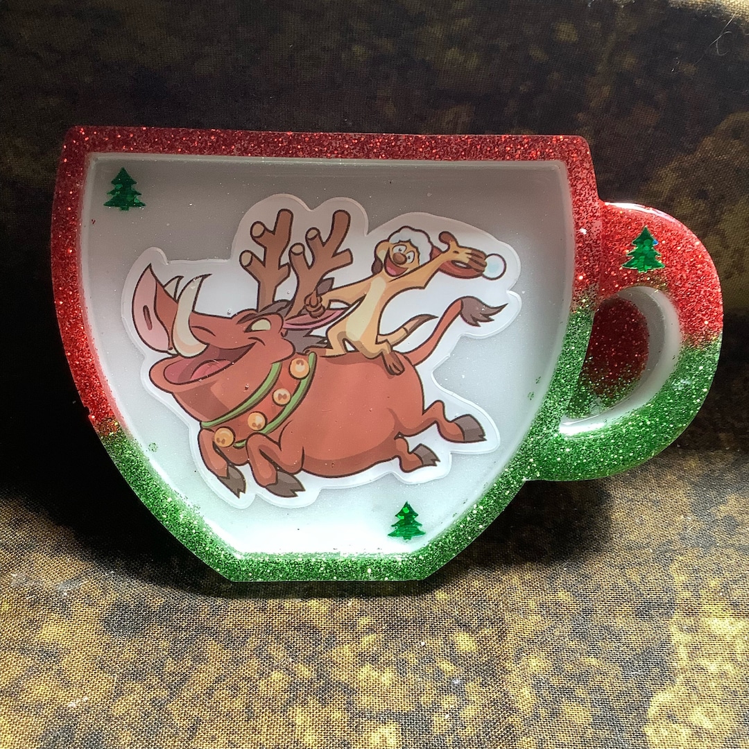Disney the Lion King Timon and Pumbaa Christmas Resin Mug Jewelry Tray ...