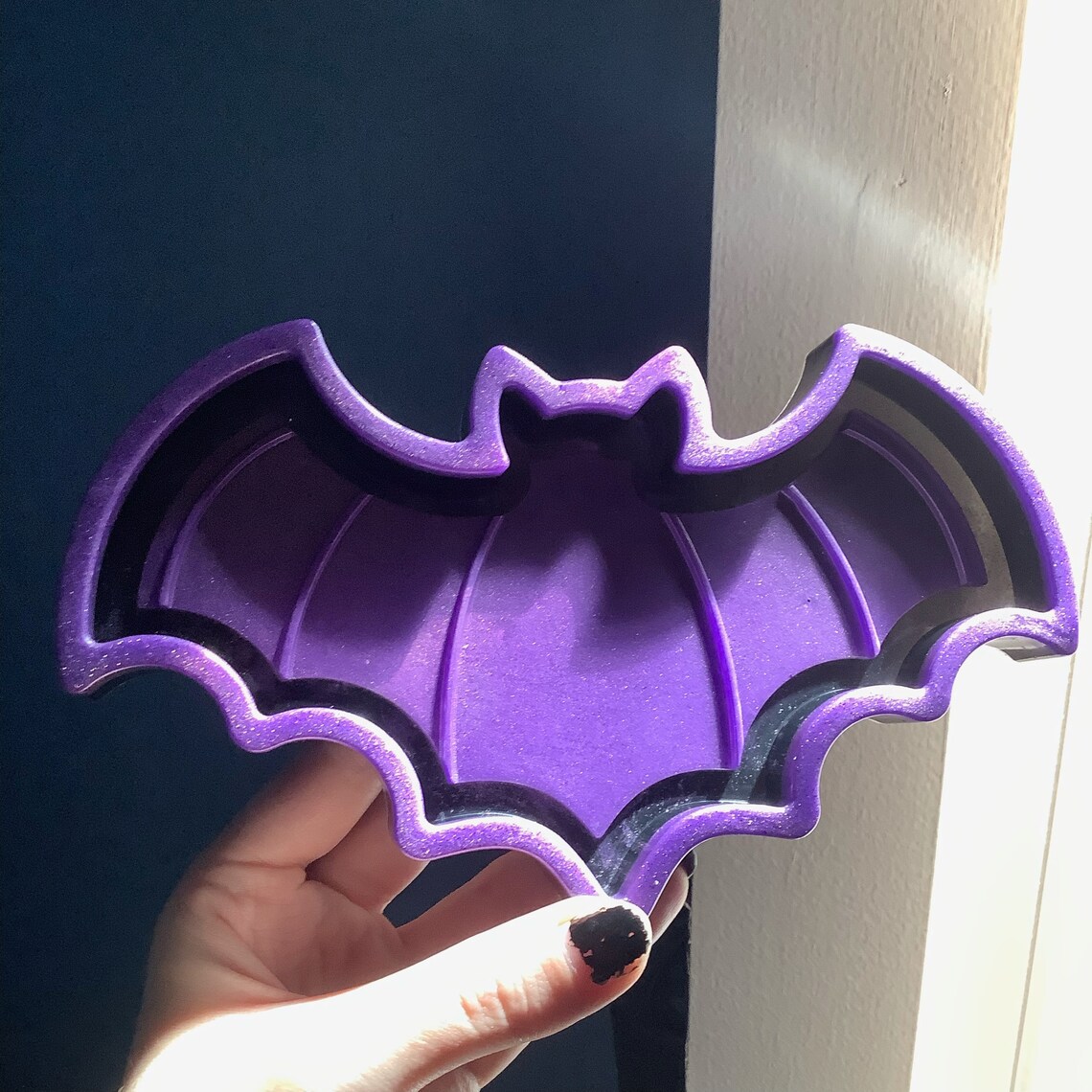 Gothic Resin Bat Jewelry Tray Purple and Black Bat Trinket Tray Ring ...